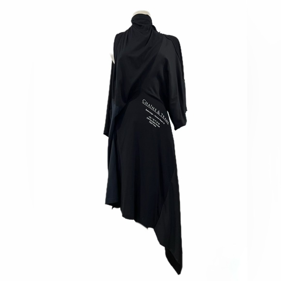 Balenciaga | Dresses | Balenciaga Asymmetric Unique Black Draped Womens ...